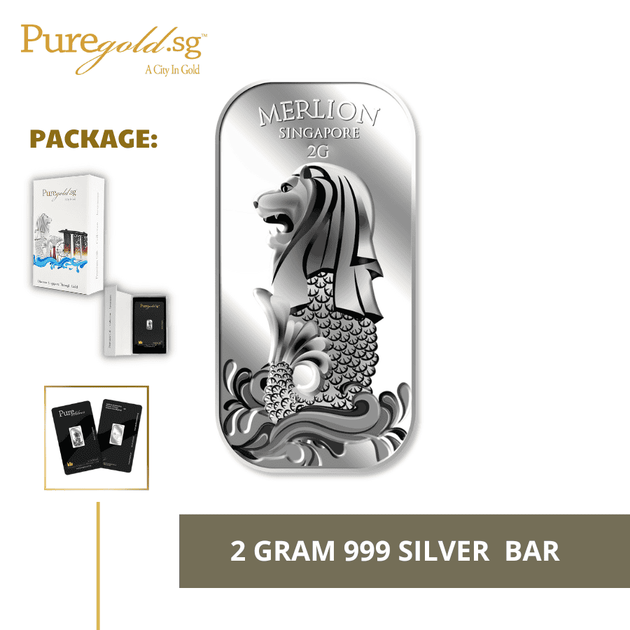 Puregold 2g Singapore Merlion Sea Silver bar 999 | Puregold.sg Thailand